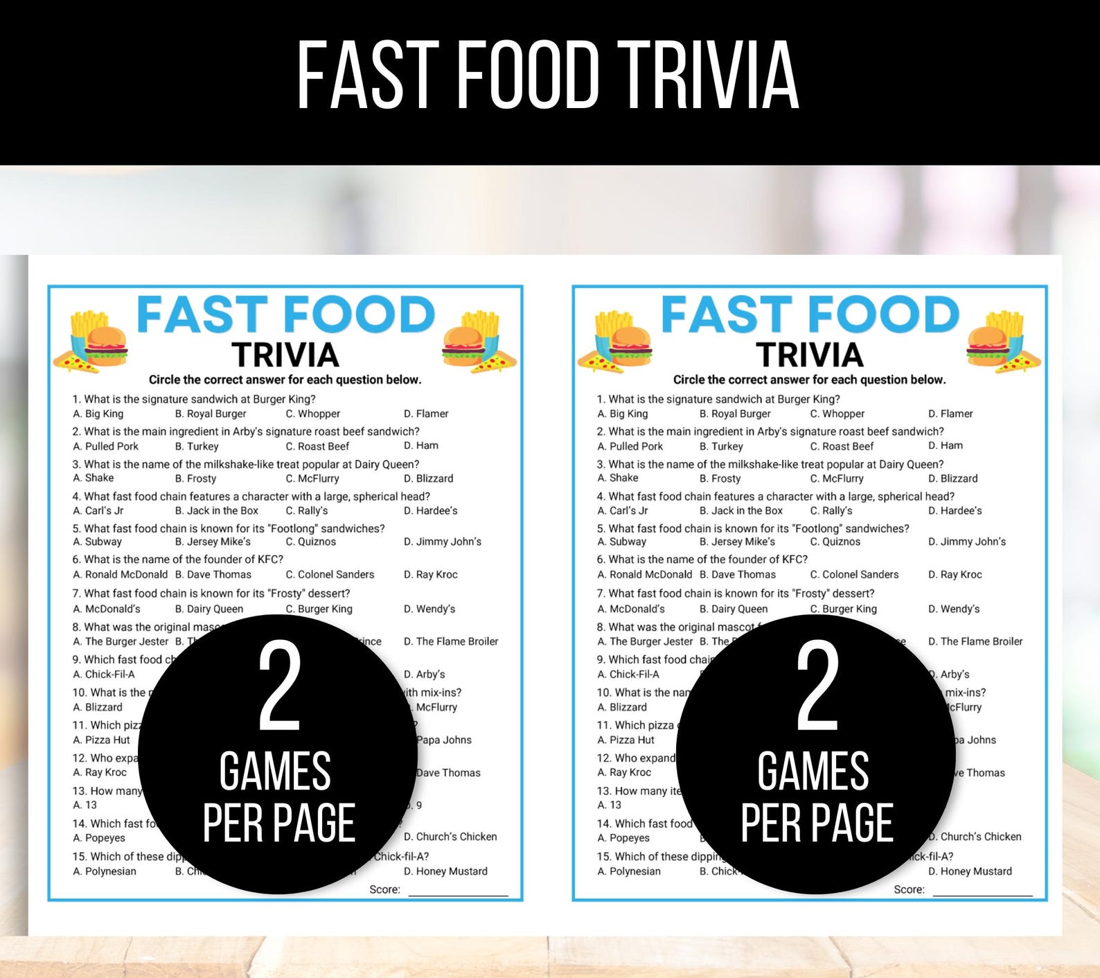 Fast Food Trivia Games, Fast Food Slogan Games, Fast Food Slogan Match ...
