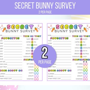 Easter Secret Bunny Survey, Easter Secret Gift Exchange, Secret Easter ...