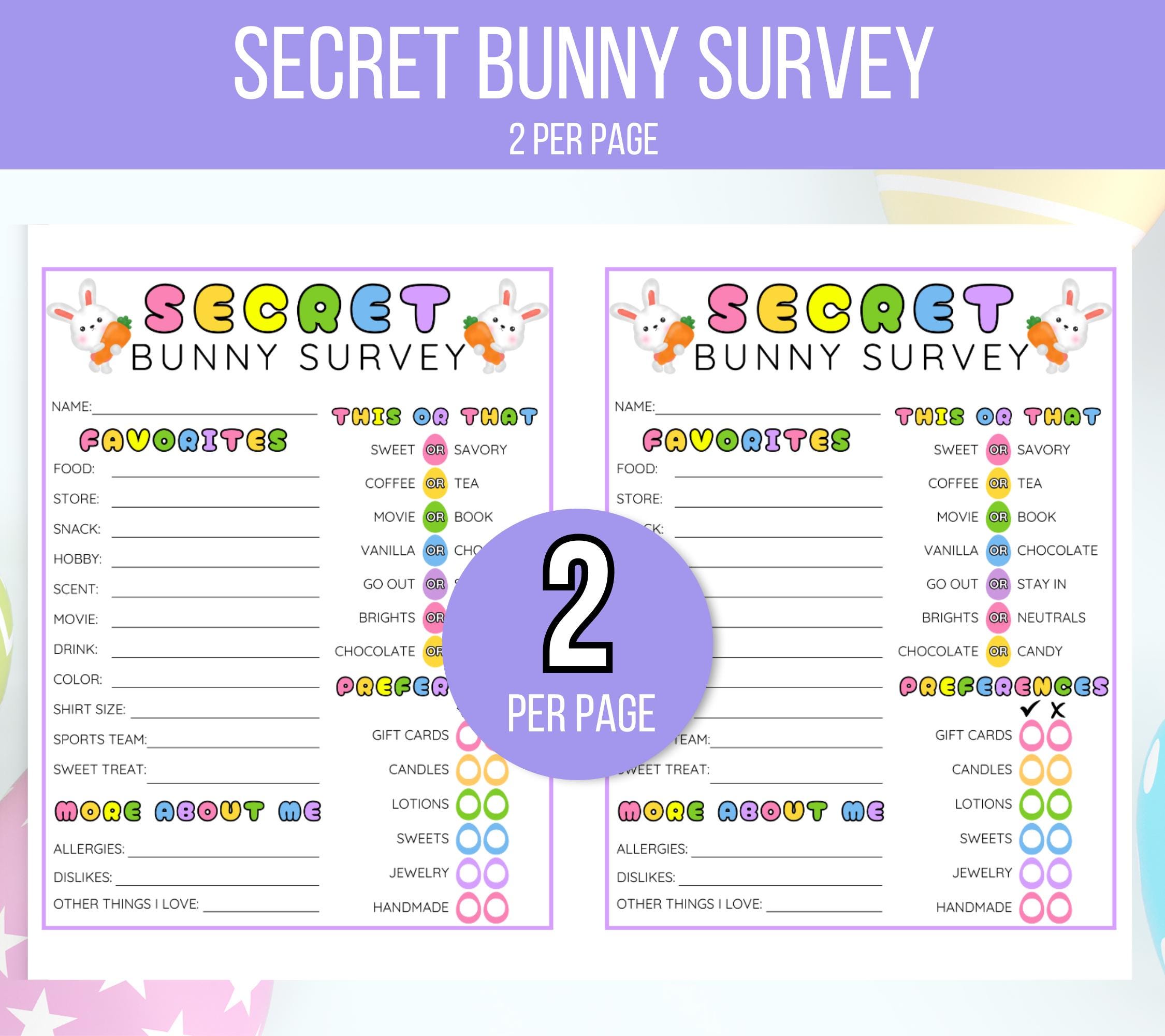 Easter Secret Bunny Survey, Easter Secret Gift Exchange, Secret Easter ...
