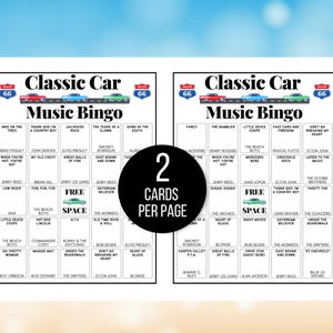 Music Bingo, Classic Car Music Bingo, Oldies Song Bingo, Oldies Music ...
