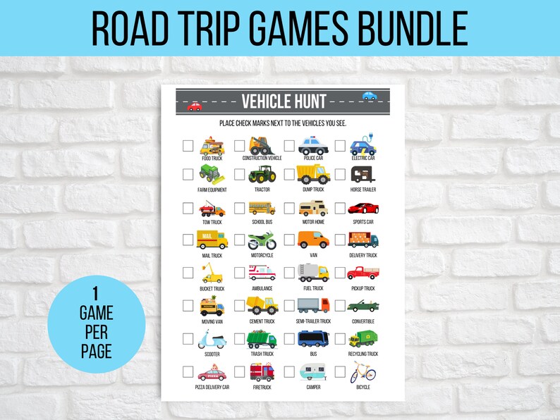Kids Road Trip Games Printable Travel Activities Road Trip - Etsy