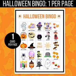Halloween Bingo, 30 Halloween Bingo Cards, Halloween Activity, Kids ...