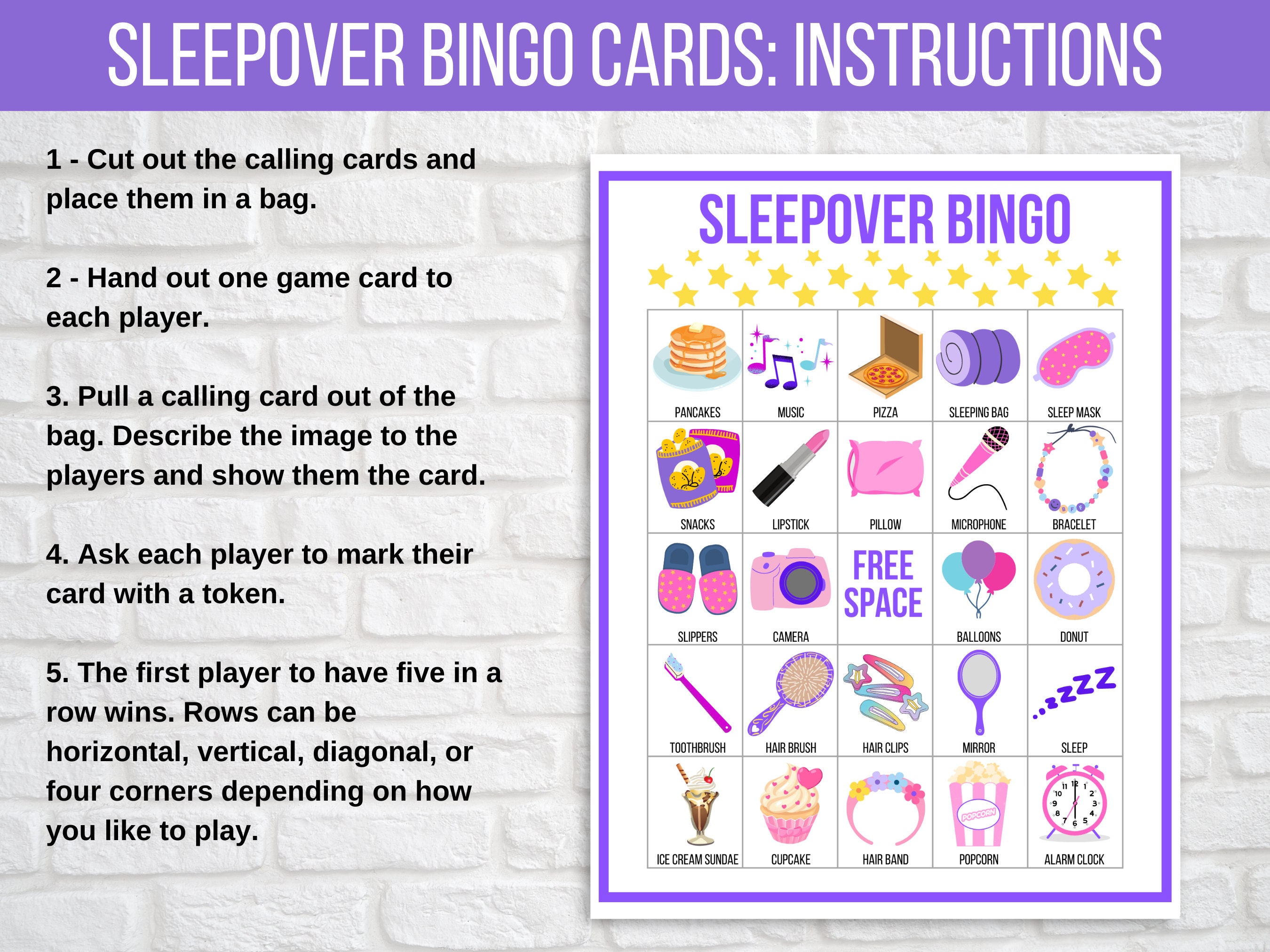 Sleepover Bingo Sleepover Game Slumber Party Bingo Pajama - Etsy Australia