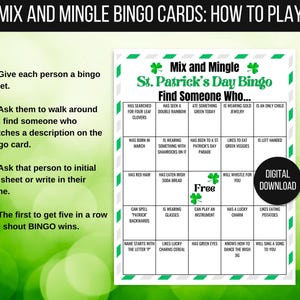 St. Patrick's Day Bingo, St. Patricks Day Get to Know You Bingo, Find ...