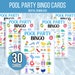 Pool Party Bingo, 30 Unique Printable Pool Bingo Cards, Pool Party Game ...