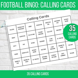 Football Bingo, 50 Unique Printable Football Bingo Cards, Football Game ...