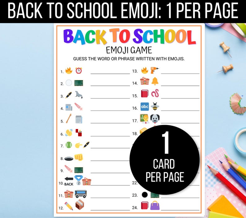 Back to School Emoji Game, Emoji School Game, School Emoji Game, Back ...