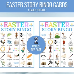 Easter Story Bingo, 50 Religious Easter Bingo Cards, Easter Bible Bingo ...