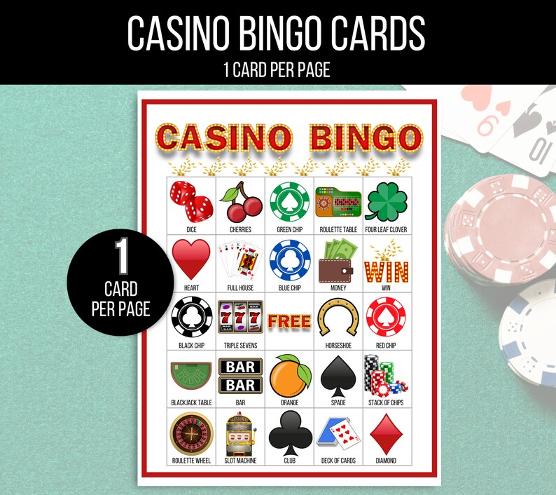 Casino Bingo, Casino Game, Casino Party Activity, Casino Printable ...