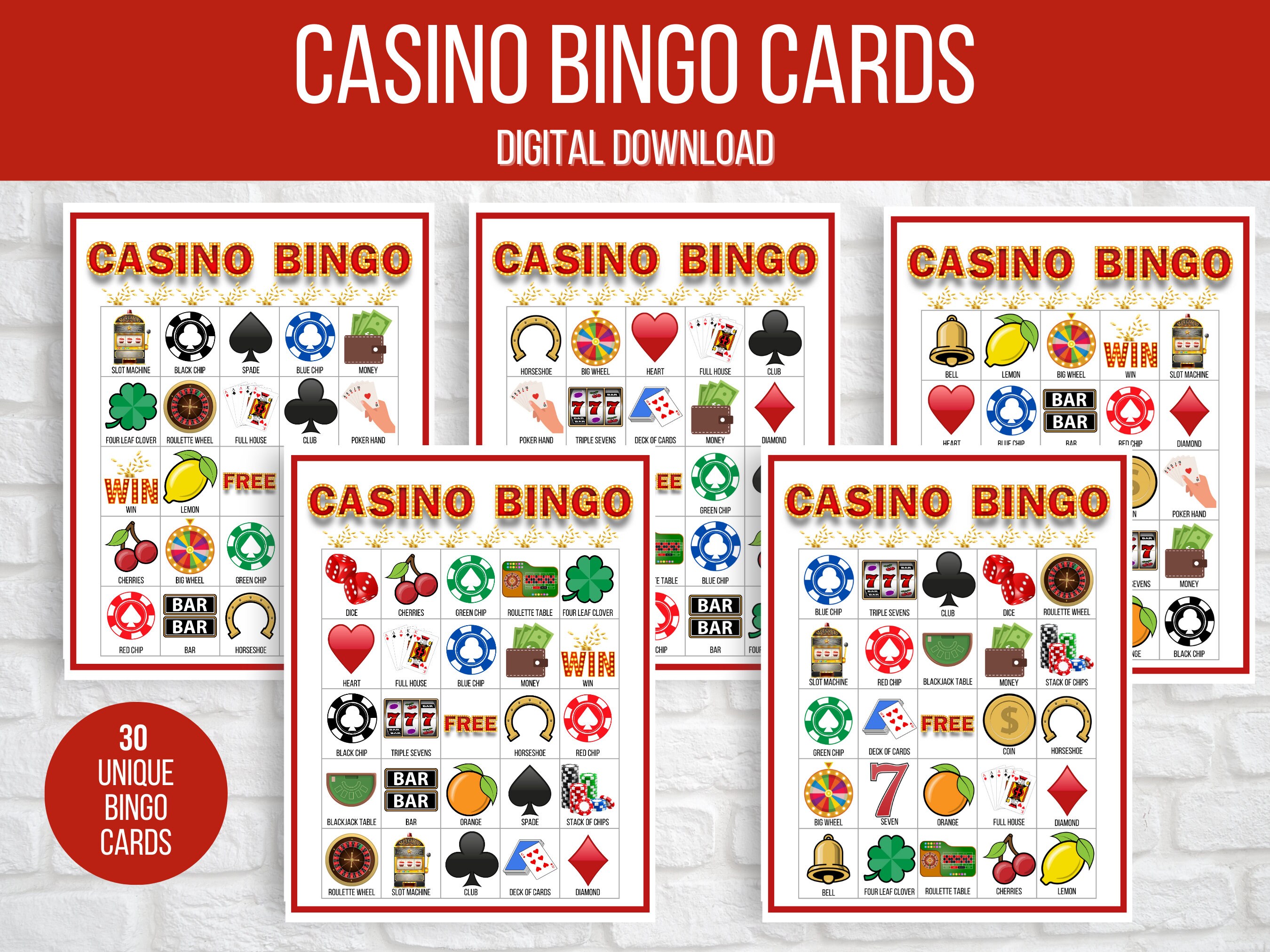 Casino Bingo Casino Game Casino Party Activity Casino - Etsy