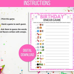 Birthday Emoji Pictionary Game, Printable Birthday Game, Birthday Party ...