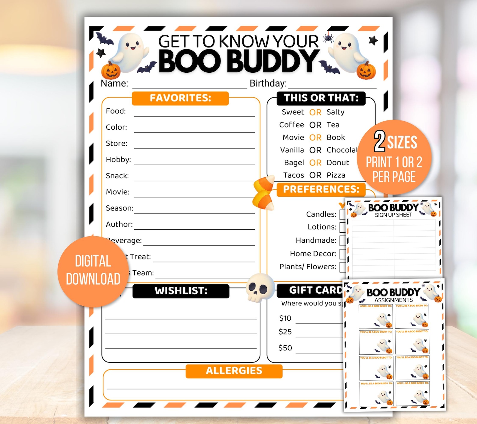 Halloween Boo Buddy Questionnaire, Boo Buddies Printable, Printable Boo ...