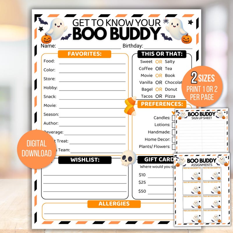 Boo Basket Questionnaire Template - Etsy