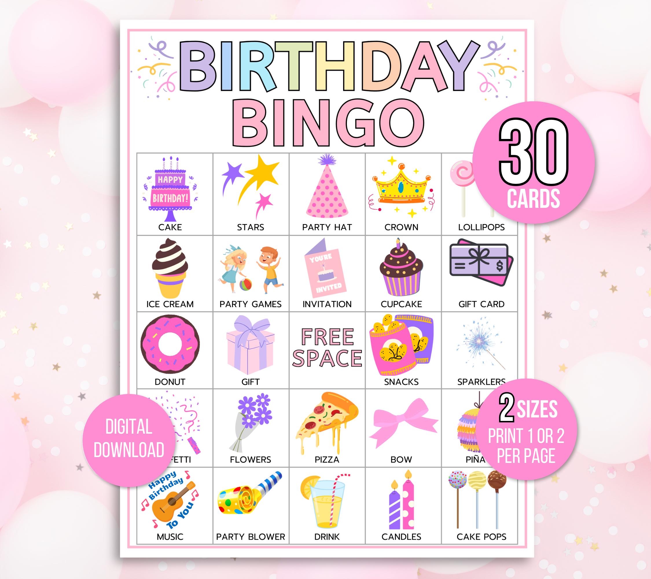 Birthday Bingo, 30 Birthday Bingo Cards, Birthday Party Game, Happy ...
