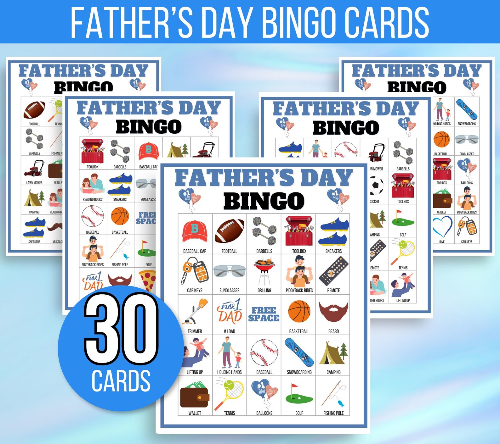 Printable Father's Day Bingo, 30 Father's Day Bingo Cards, Father's Day ...