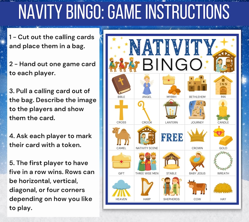 Nativity Bingo, 50 Nativity Bingo Cards, Christmas Bingo, Christmas ...