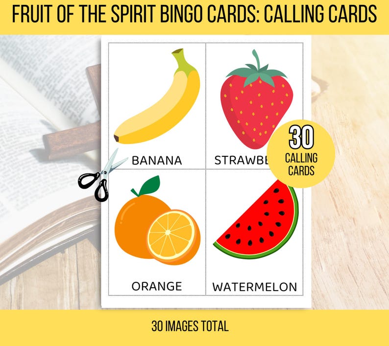 Fruit of the Spirit Bingo, Bible Bingo, 50 Fruit of the Spirit Bingo ...