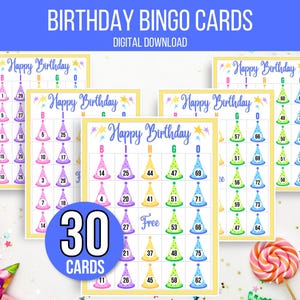 Birthday Bingo, 30 Birthday Bingo Cards, Birthday Party Game, Happy ...