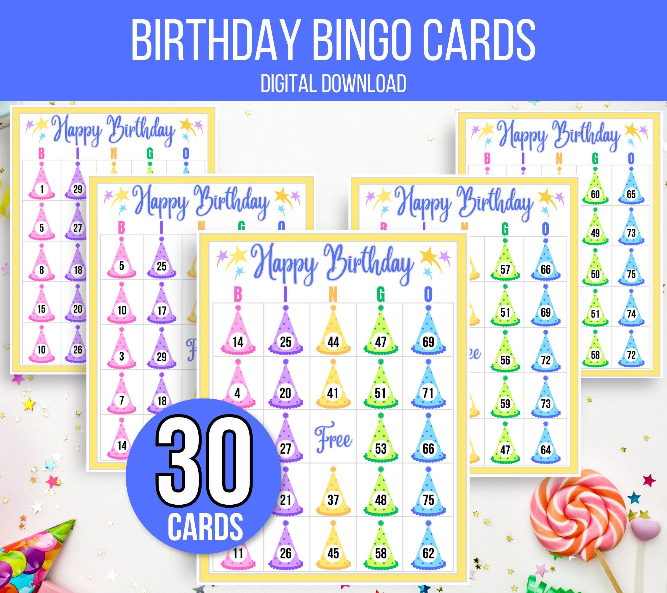 Birthday Bingo, 30 Birthday Bingo Cards, Birthday Party Game, Happy ...