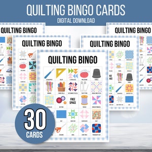 Quilt Bingo, 30 Printable Quilt Bingo Cards, Quilting Bingo, Quilting ...