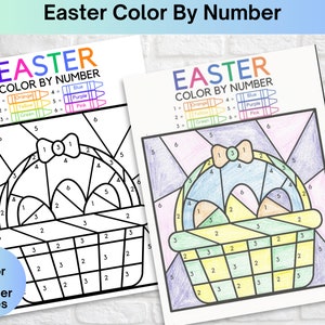 Easter Color by Number, 7 Printable Easter Coloring Pages, Easter ...