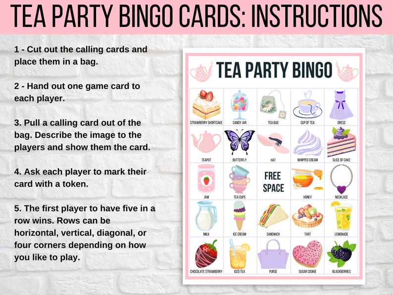 Tea Party Bingo 40 Unique Printable Tea Party Bingo Cards - Etsy