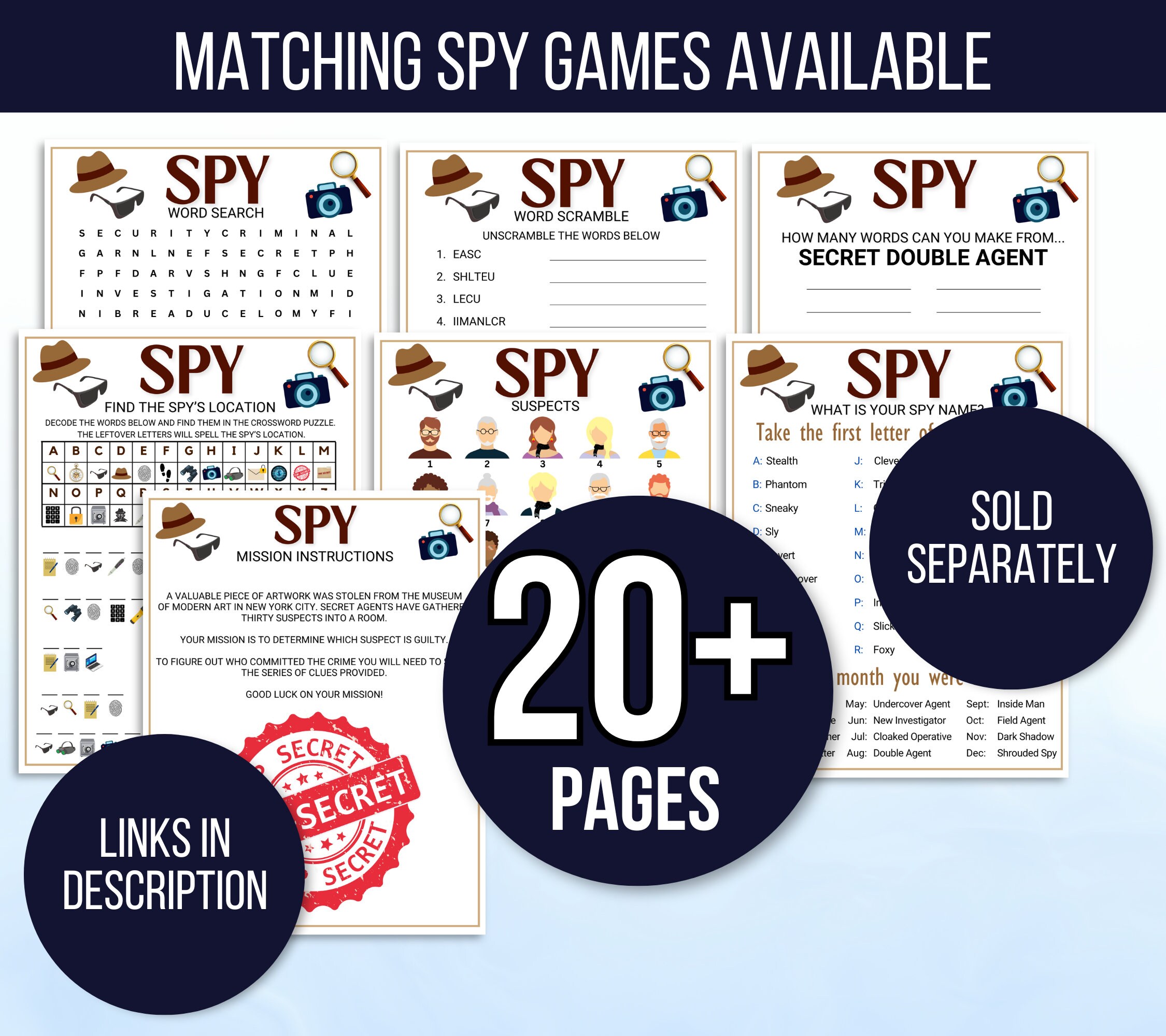 Spy Bingo, 30 Printable Spy Bingo Cards, Spy Party Game, Spy Activity ...