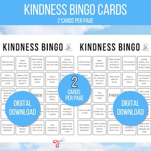 Kindness Bingo, 3 Kindness Bingo Cards, Acts of Kindness Bingo, Kid's ...
