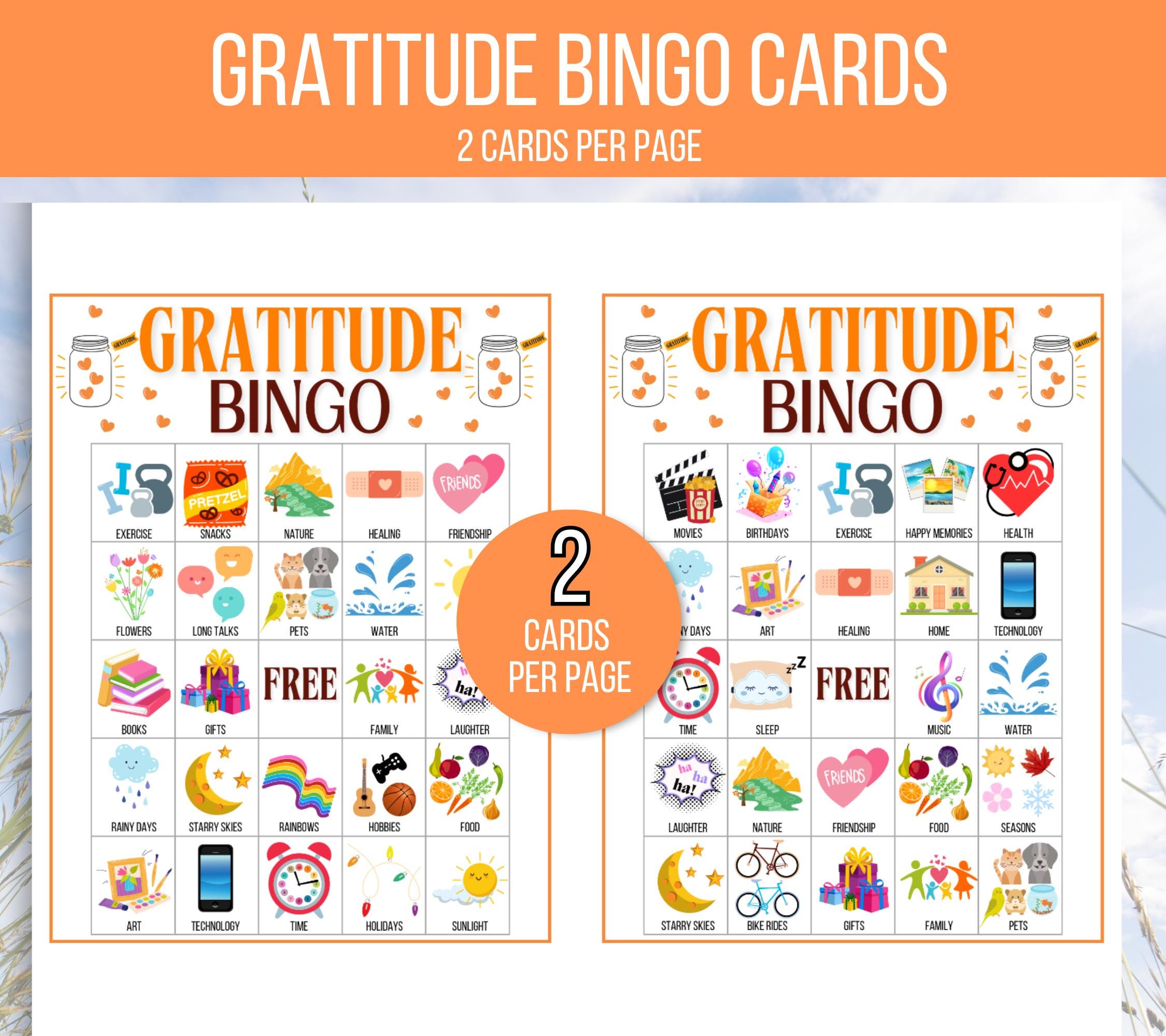 Gratitude Bingo, 30 Thanksgiving Bingo Cards, Thanksgiving Games ...
