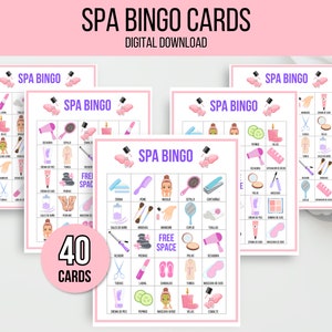 Spa Bingo, 40 Spa Bingo Cards, Spa Birthday Party Game, Girls Party ...