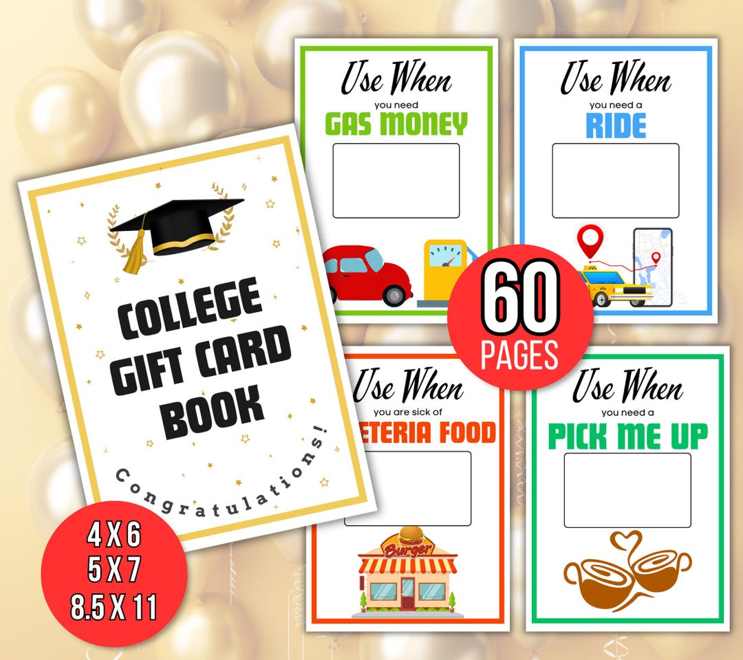 College Gift Card Book, College Survival Gift Card Book, Grad Gift Card ...