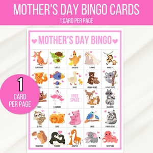 Printable Mother's Day Bingo, 40 Mother's Day Bingo Cards, Mother's Day ...