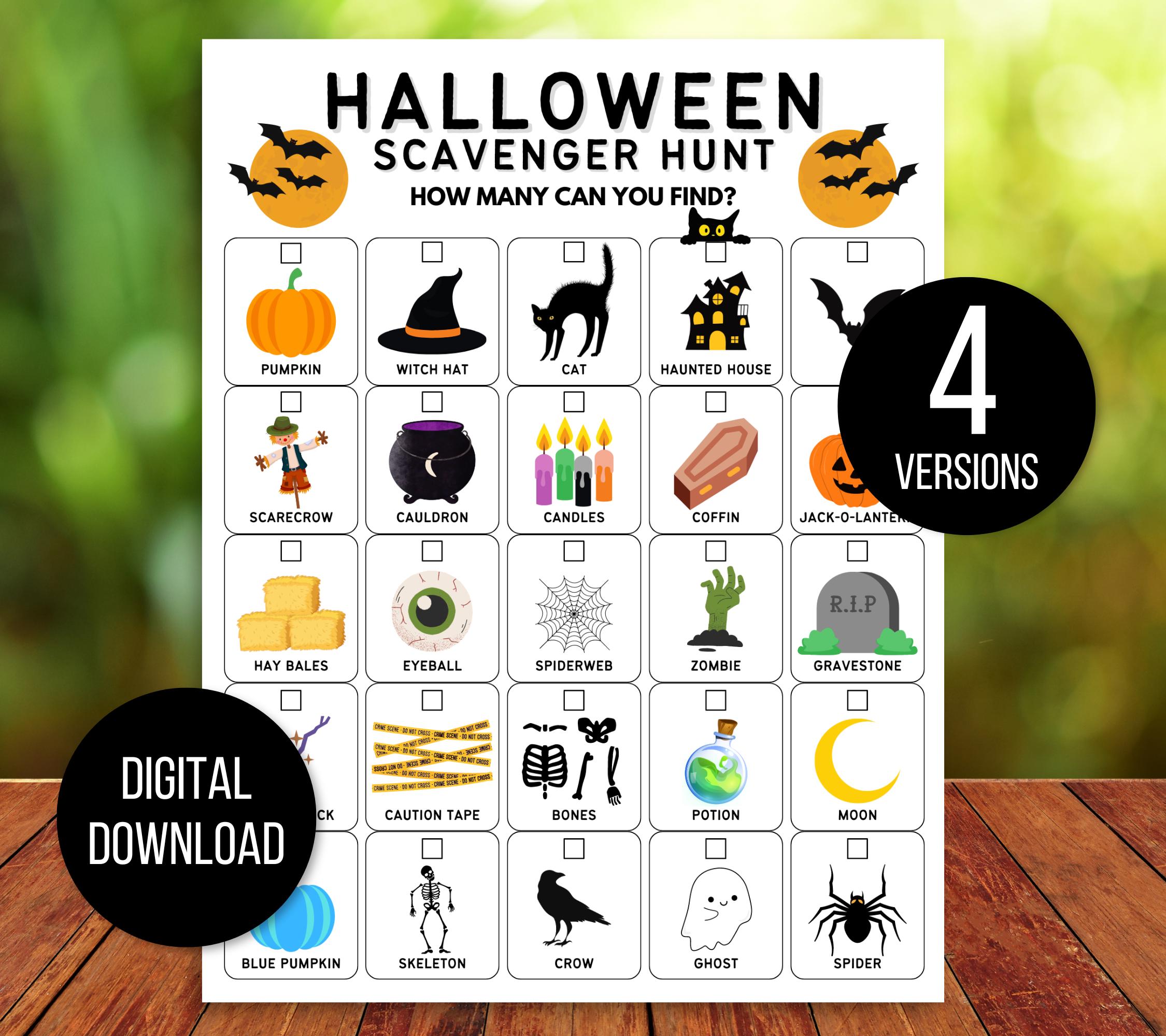 Halloween Scavenger Hunt for Kids, Halloween Scavenger Hunt, Halloween ...