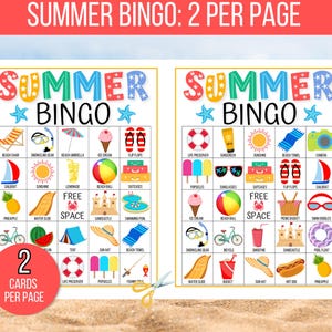Summer Bingo, 60 Summer Bingo Cards, Summer Game, Summer Activity, Kid ...