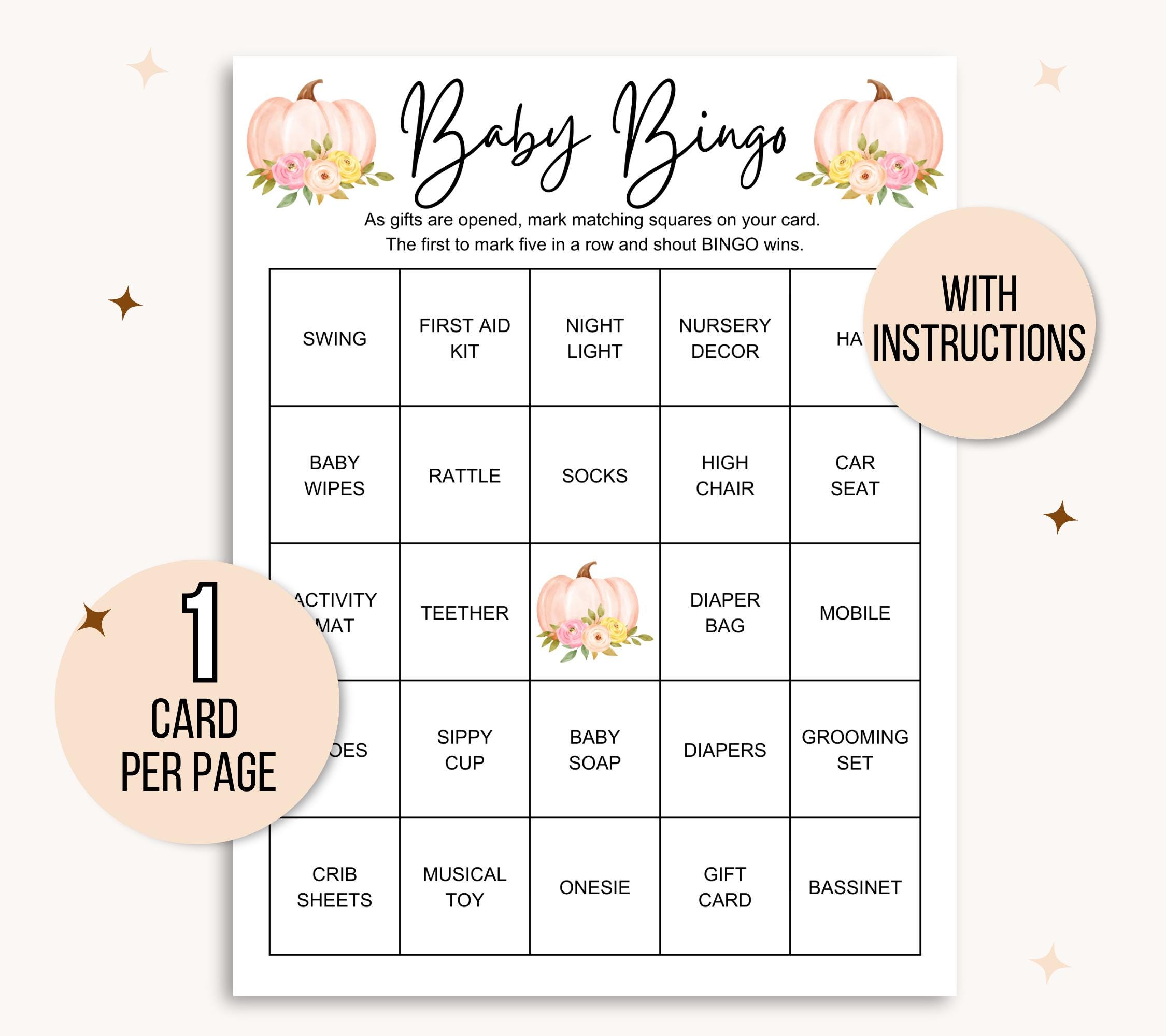 60 Fall Baby Shower Bingo Cards, Fall Baby Shower Games, Little Pumpkin ...