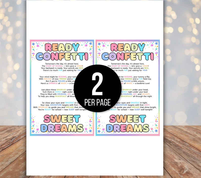 Ready Confetti Printable, First Day of School Printable, Back to School ...