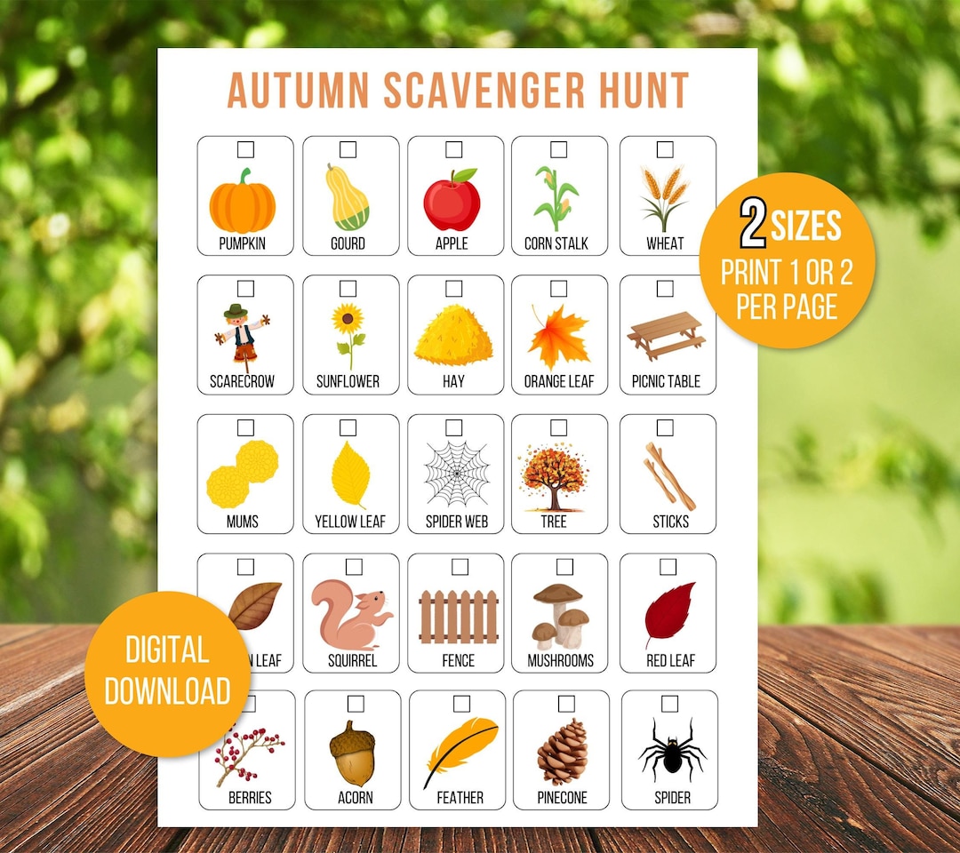 Autumn Scavenger Hunt for Kids, Outdoor Nature Scavenger Hunt, Autumn ...