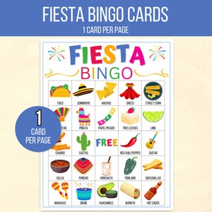 Fiesta Bingo, 30 Printable Fiesta Bingo Cards, Fiesta Activity for Kids ...