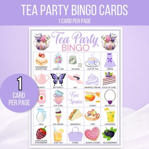 Tea Party Bingo, 40 Printable Tea Party Bingo Cards, Tea Party Game ...