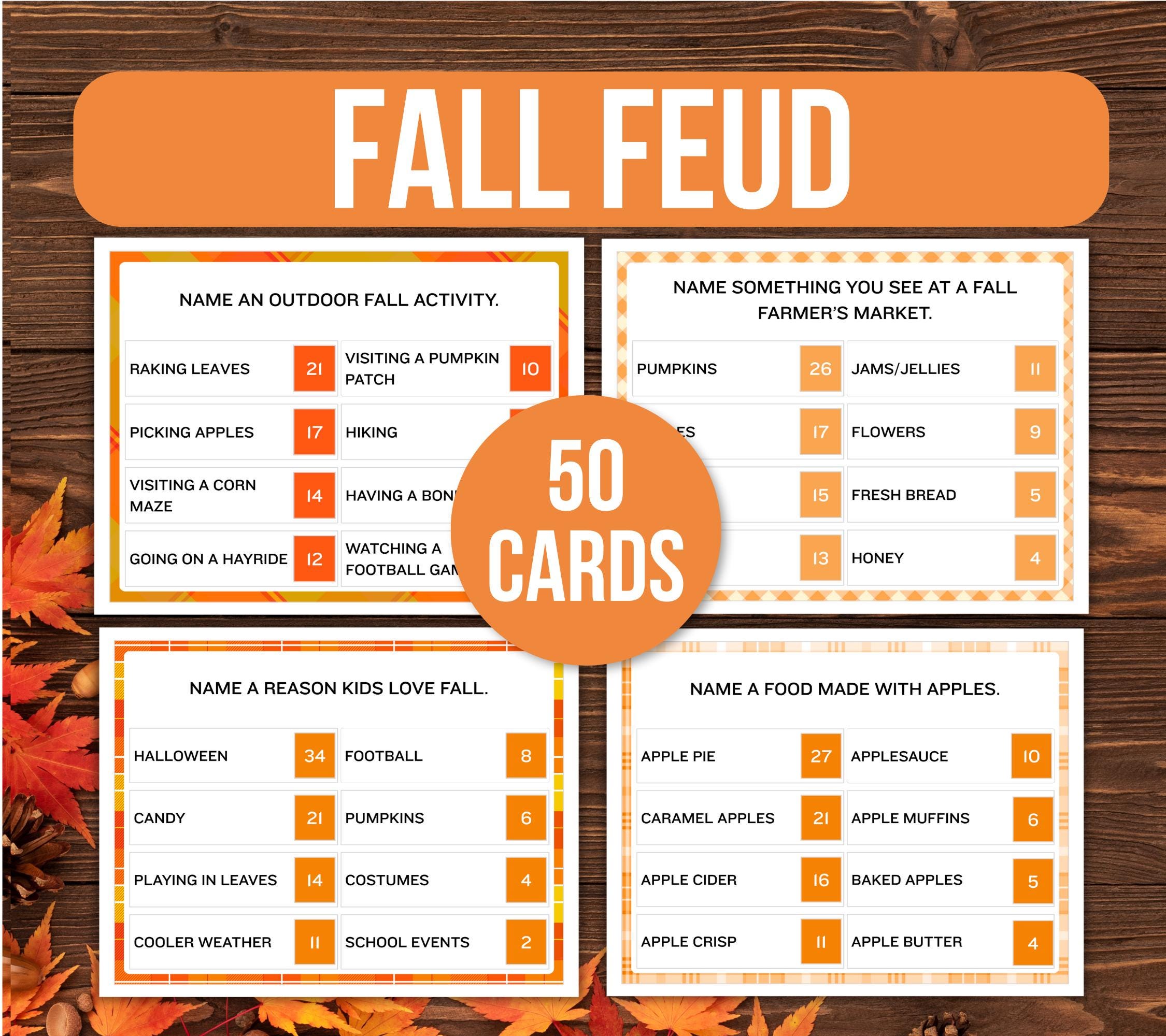 Fall Feud Game, Autumn Feud Game, Fall Activity, Fall Game, Fall ...