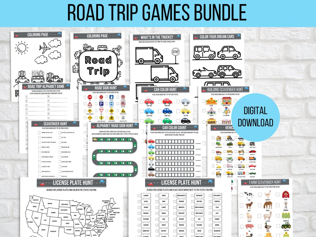 Kids Road Trip Games Printable, Travel Activities, Road Trip Games ...