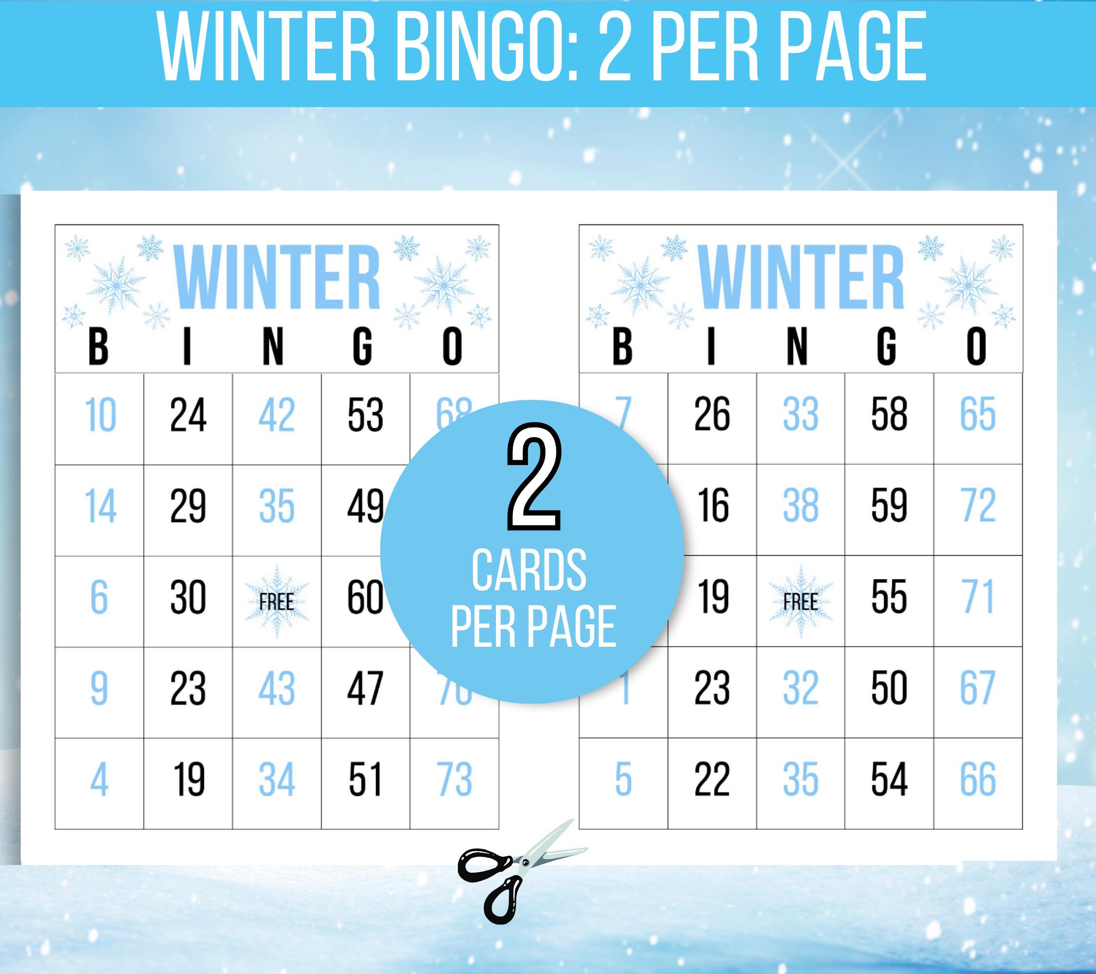 300 Winter Bingo Cards, Winter Number Bingo, Winter Carte Bingo, Winter ...