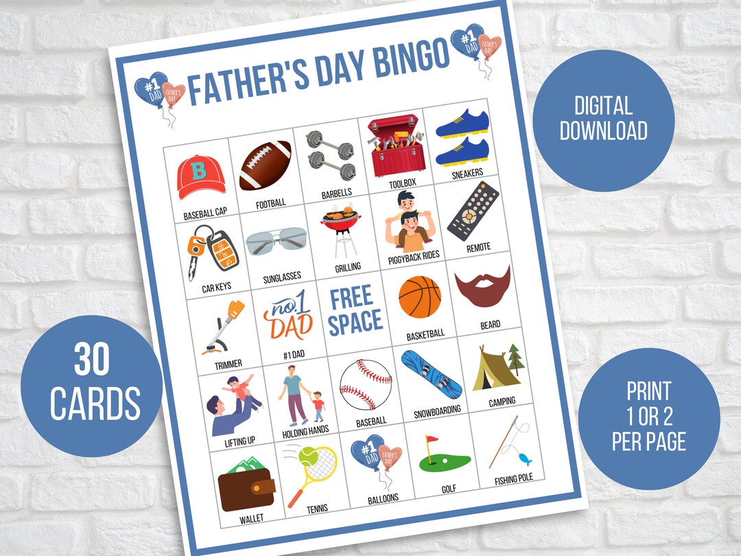 Printable Father's Day Bingo 30 Father's Day Bingo - Etsy