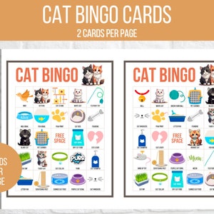 Cat Bingo 30 Printable Cat Bingo Cards Cat Birthday Party - Etsy UK