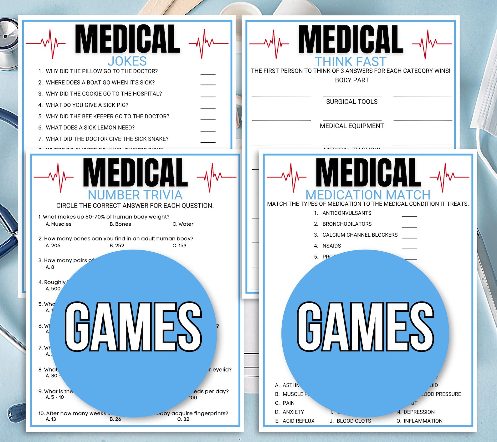Medical Games Bundle, Medical Trivia Games, Medical Games Trivia Bundle ...