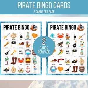 Pirate Bingo, 30 Printable Pirate Bingo Cards, Pirate Birthday, Pirate ...