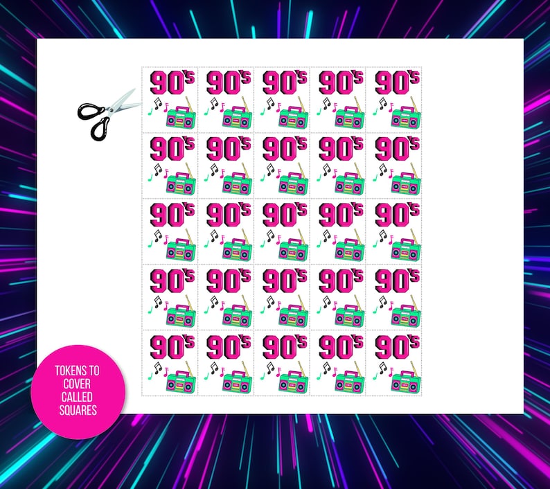 90s Bingo, 90s Song Bingo, 90s Music Bingo, 90s Retro Bingo, 100 ...
