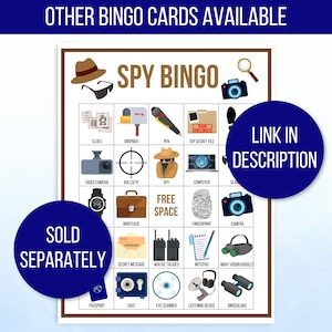 Detective Bingo, 30 Detective Bingo Cards, Spy Bingo, Secret Agent ...