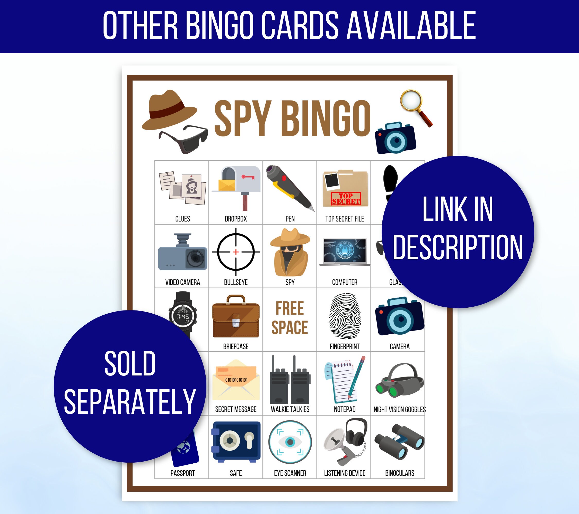 Detective Bingo, 30 Detective Bingo Cards, Spy Bingo, Secret Agent ...