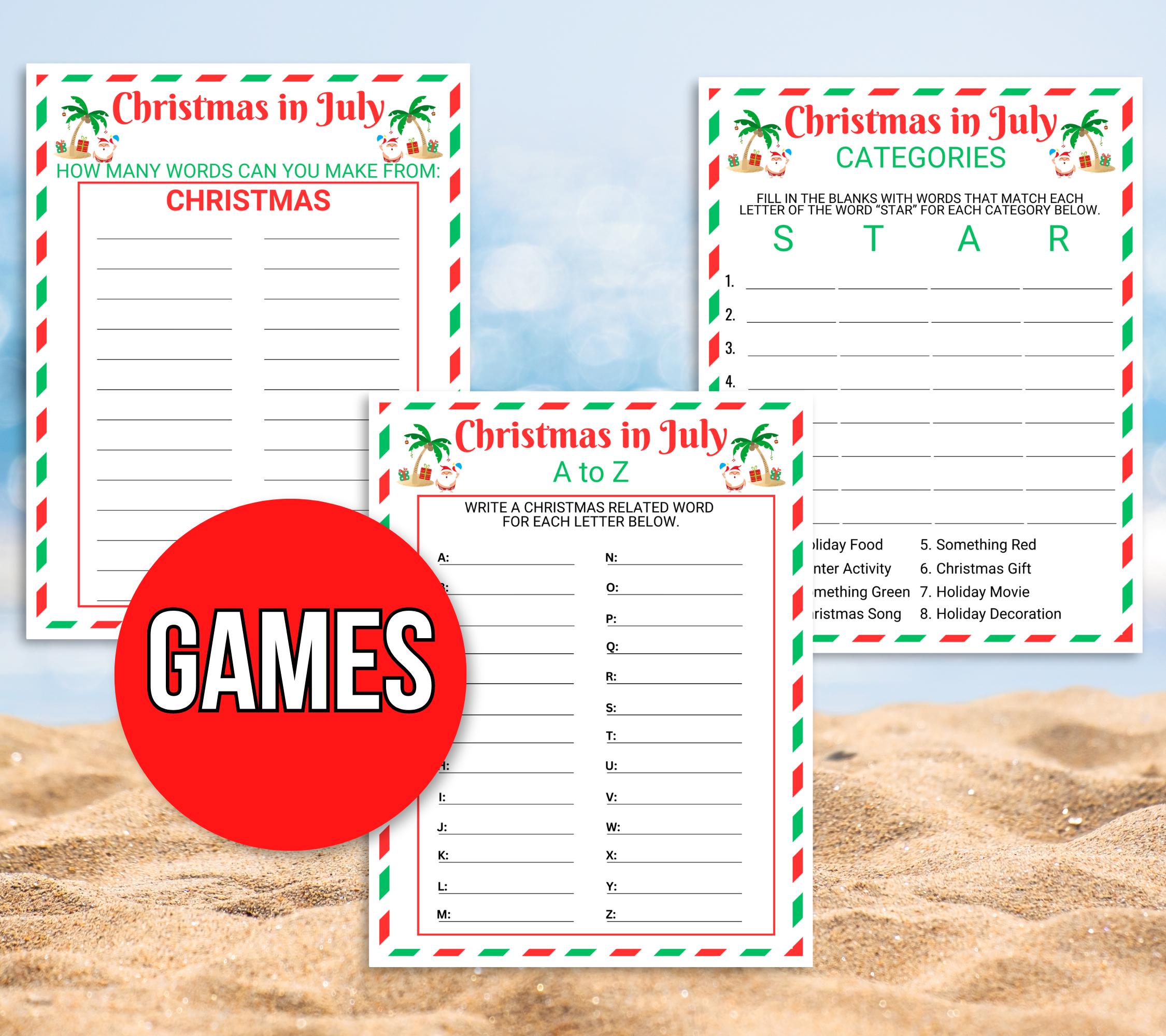 16 Christmas in July Activities, Christmas in July Activity Bundle ...